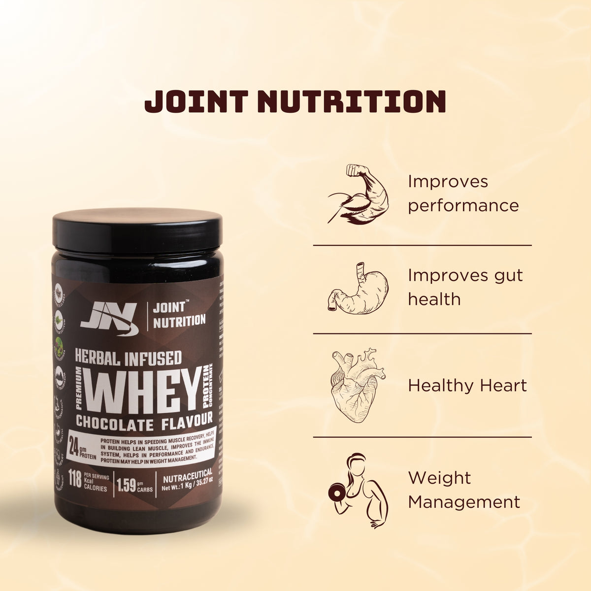 Joint Nutrition Whey Protein Concentrate For Men | Chocolate Flavour
