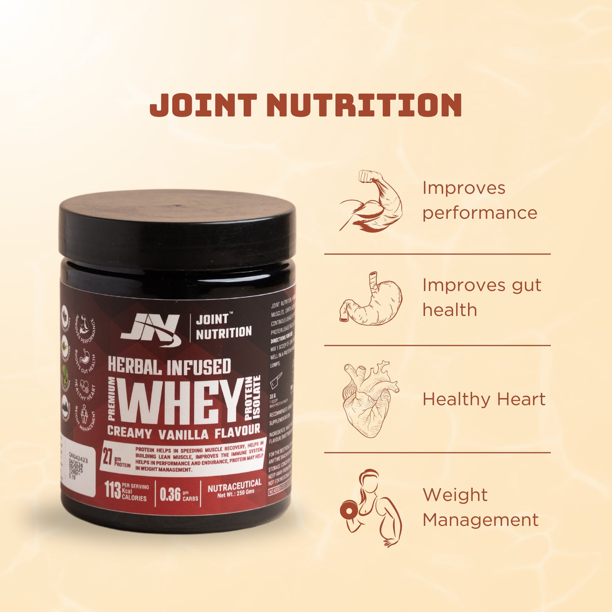 Joint Nutrition Isolate Protein | 1 Kg | Vanilla Flavour + Free Shaker
